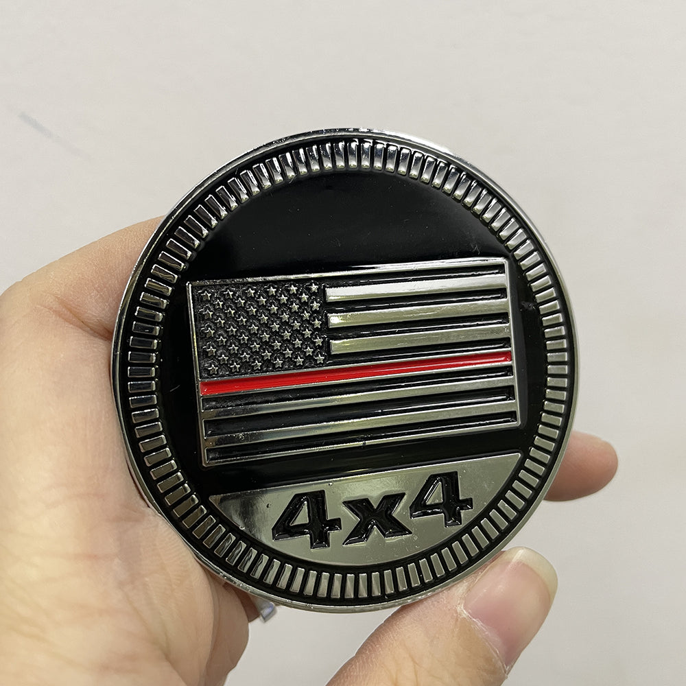 American Flag Thin Line 4X4 Metal Badge – Badgeslide