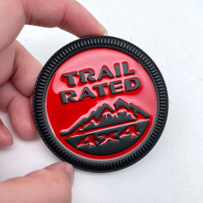 TRAIL RATED 4X4 Snow Mountain Metal Emblem – Badgeslide