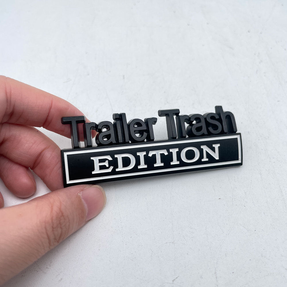 2-pack Trailer Trash Edition Metal Car Badge – Badgeslide