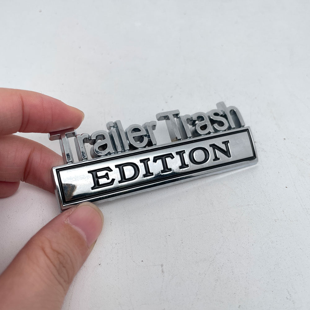 2-pack Trailer Trash Edition Metal Car Badge – Badgeslide
