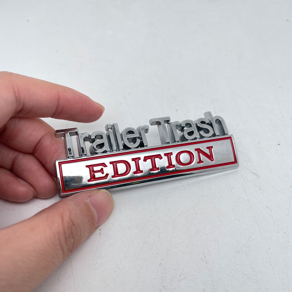 2-pack Trailer Trash Edition Metal Car Badge – Badgeslide