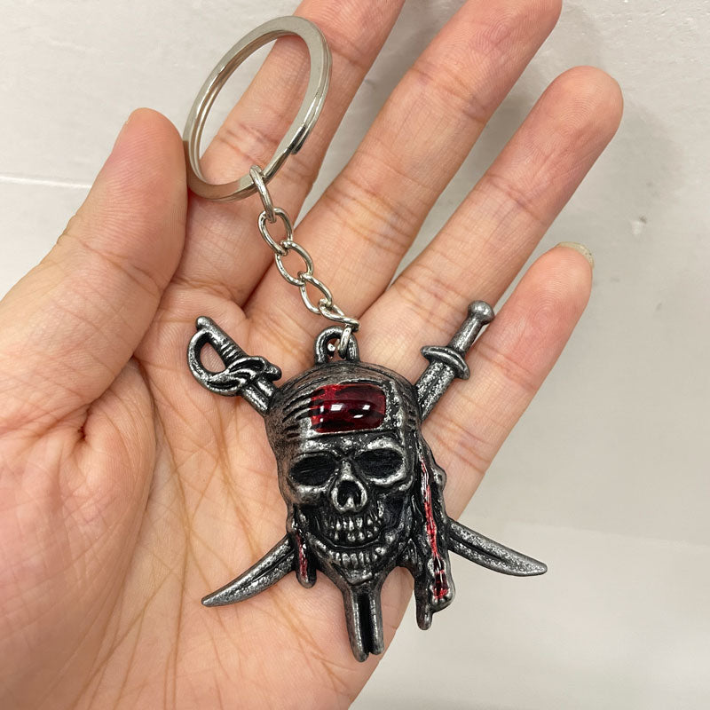Caribbean Pirate Metal Keychain Gift – Badgeslide
