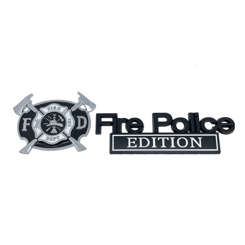 FD Fire Police Metal Emblem Solid Badge – Badgeslide