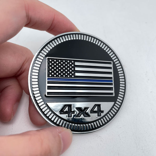 American Flag Thin Line 4X4 Metal Badge – Badgeslide