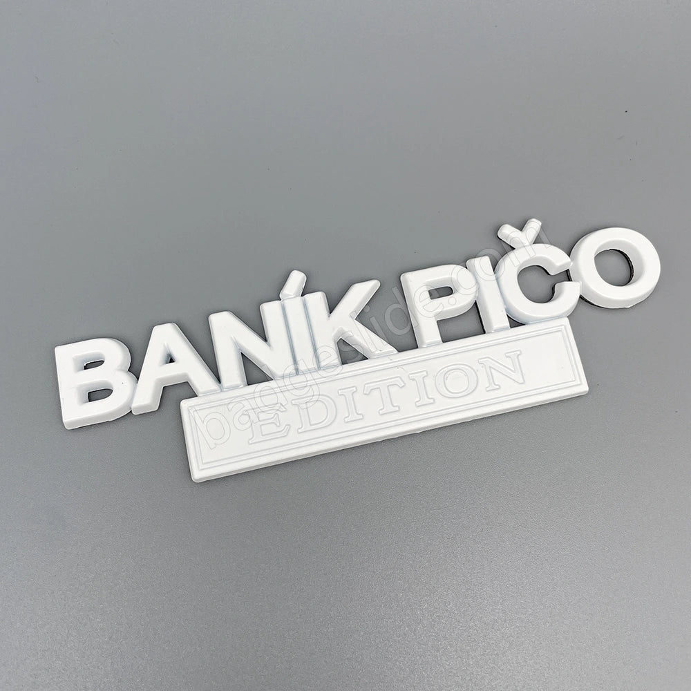 BANIK PICO EDITION Metal Emblem Car Badge-White-2pcs – Badgeslide