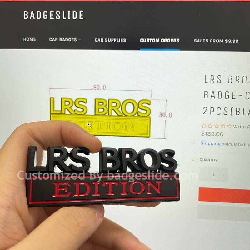 LRS BROS Emblem Fender Badge-Custom-2pcs(Black/Red) – Badgeslide