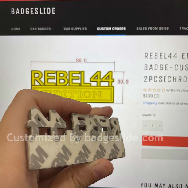 2nd REBEL44 Emblem Fender Badge-Custom-2pcs(Chrome/Black) – Badgeslide