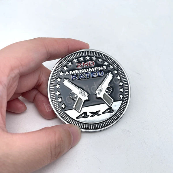 2nd AMENDMENT Rated 4X4 Metal Badge – Badgeslide