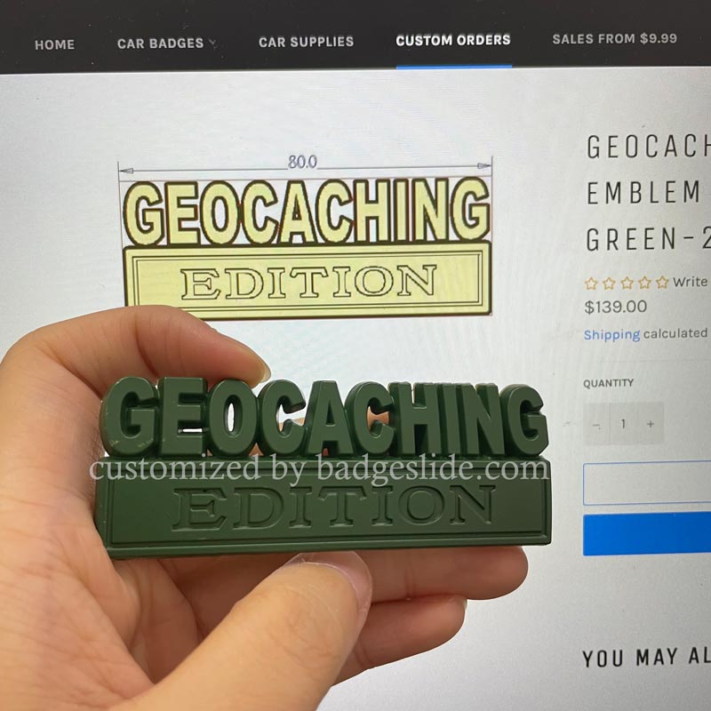 GEOCACHING EDITION Metal Emblem Fender Badge-Dark-Green-2pcs – Badgeslide
