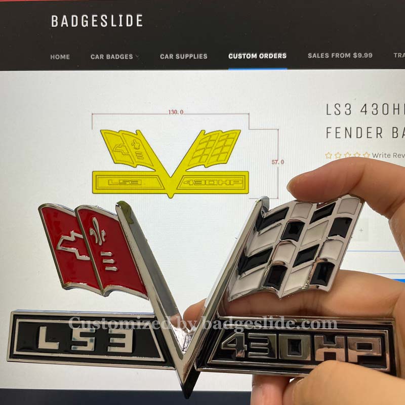 LS3 430HP Metal Emblem Fender Badge-Chrome-2pcs – Badgeslide