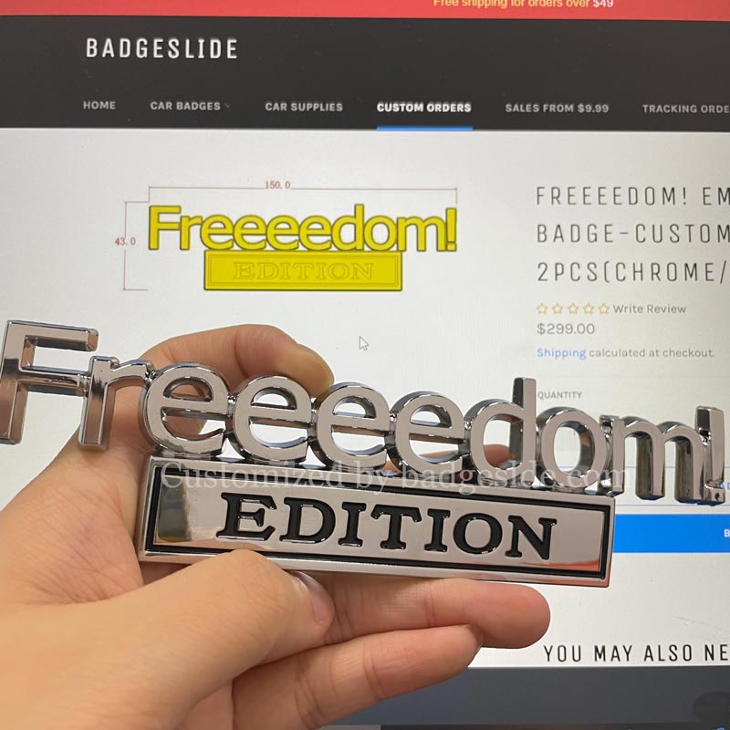Freeeedom! Emblem Fender Badge-Custom-2pcs(Chrome/Black) – Badgeslide