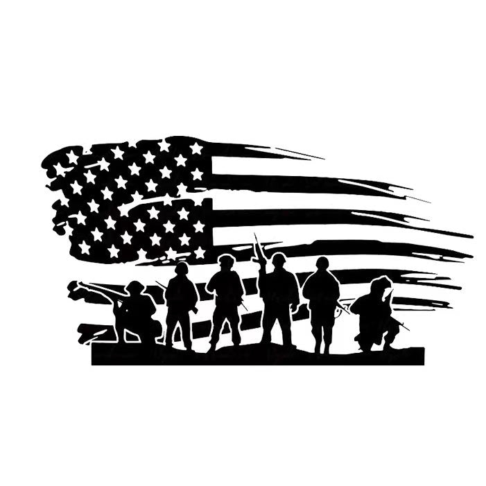 2pcs Flag and Soldier Vinyl Sticker Waterproof Decal – Badgeslide
