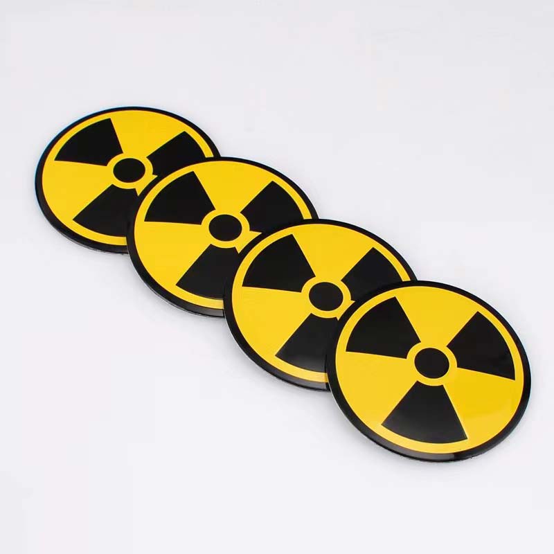 4pcs Nuclear Radiation Symbol Wheel Center Aluminium Sticker – Badgeslide