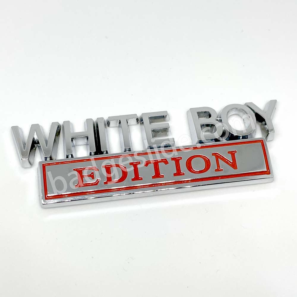 2 Pack WHITE BOY Edition Metal Badge – Badgeslide