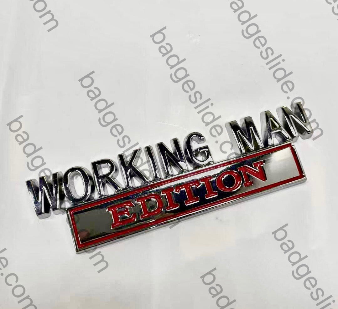 2Pack WORKING MAN Edition Car Metal Badge – Badgeslide