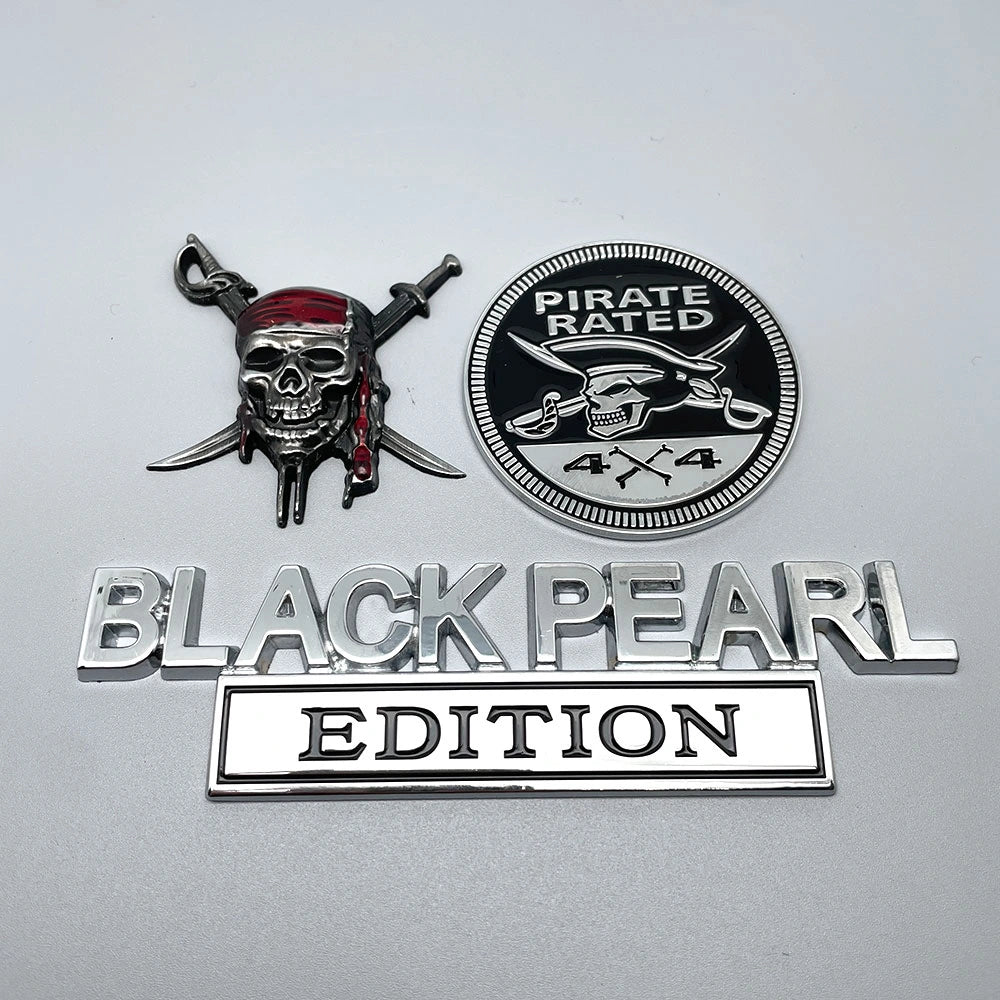 Pirate Set of 3 Metal Car Emblem Fender Badge for pirate lovers ...